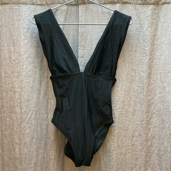 J. Crew | Swim | J Crew Black One Piece Swimsuit With Deep Vneckline ...